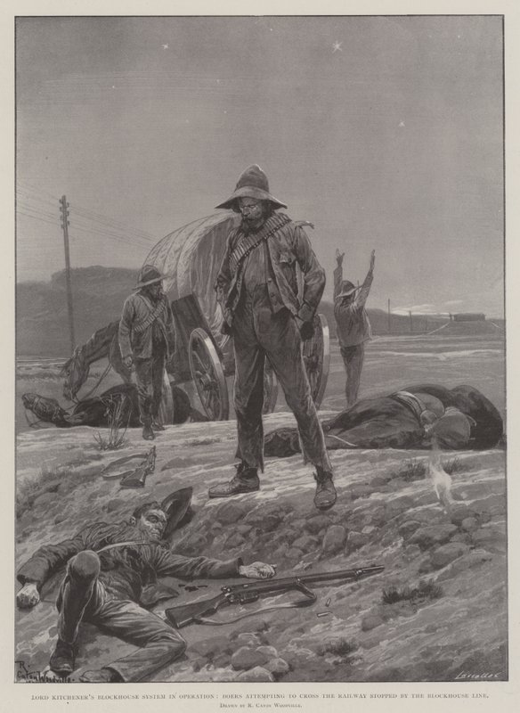 Lord Kitchener's Blockhouse System in Operation, Boers attempting to ...