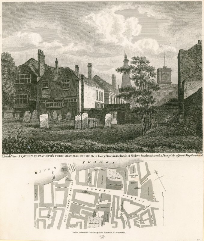 Queen Elizabeth's Free Grammar School in Tooley Street, St Olave ...