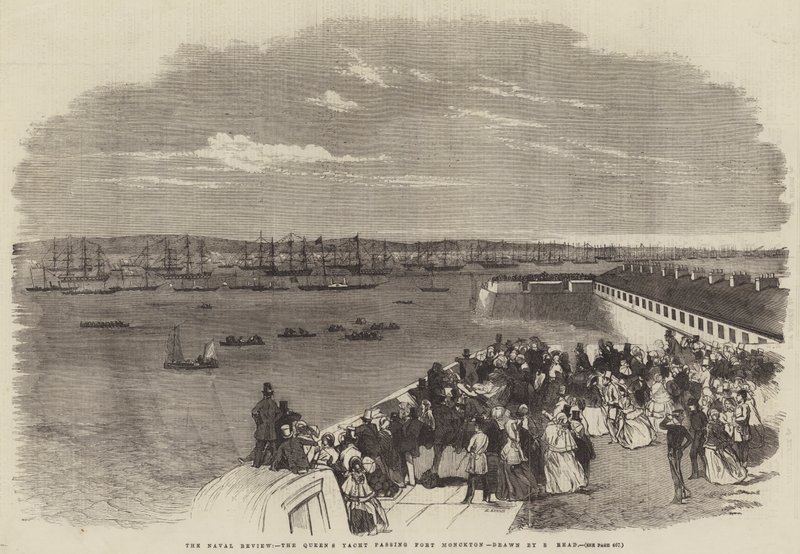 The Naval Review, the Queen's Yacht Passing Fort Monckton