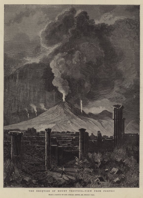 The Eruption of Mount Vesuvius, View from Pompeii