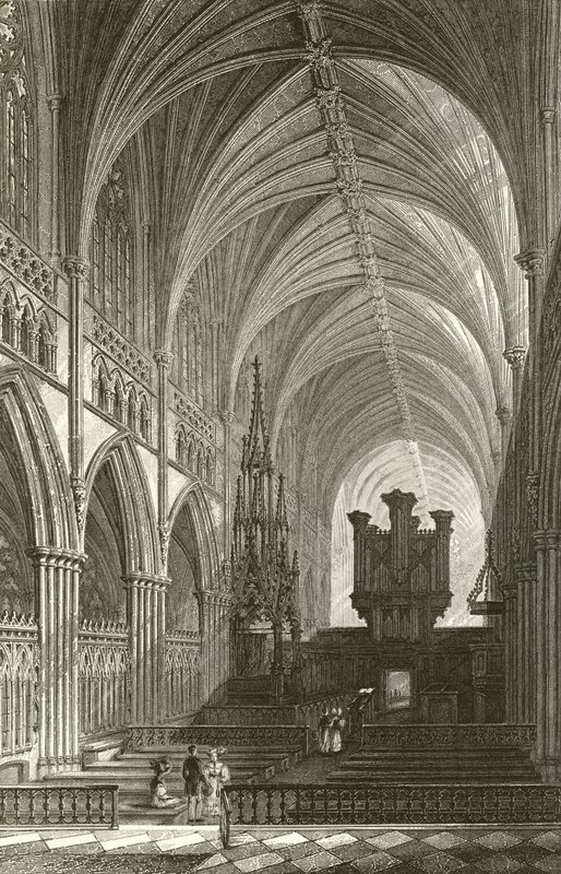 Interior of Exeter Cathedral by Thomas Allom