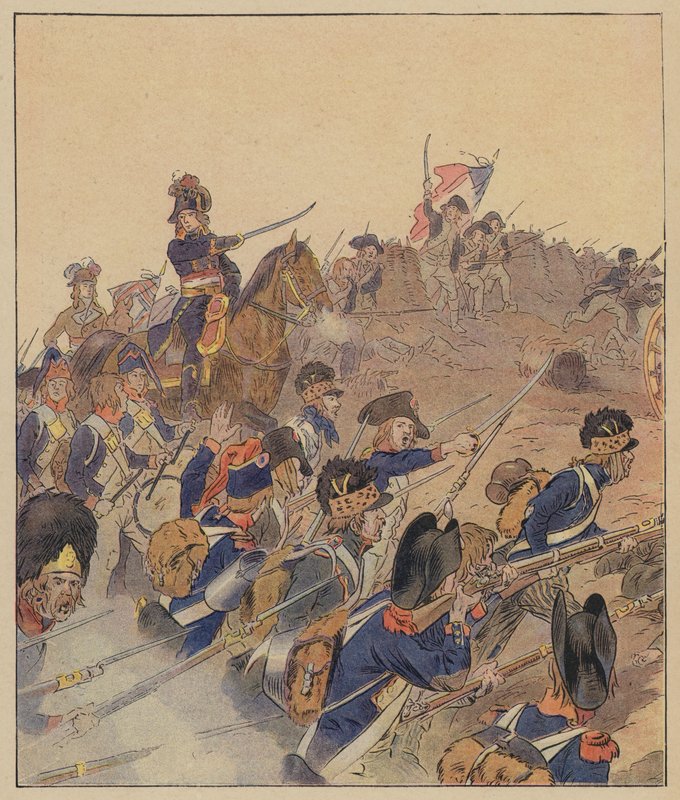 Soldiers of the French Revolutionary army on the battlefield