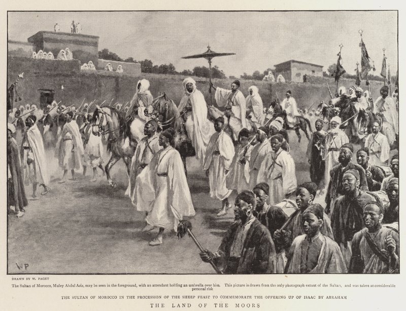 The Land of Moors, the Sultan of Morocco in the Procession of the Sheep ...