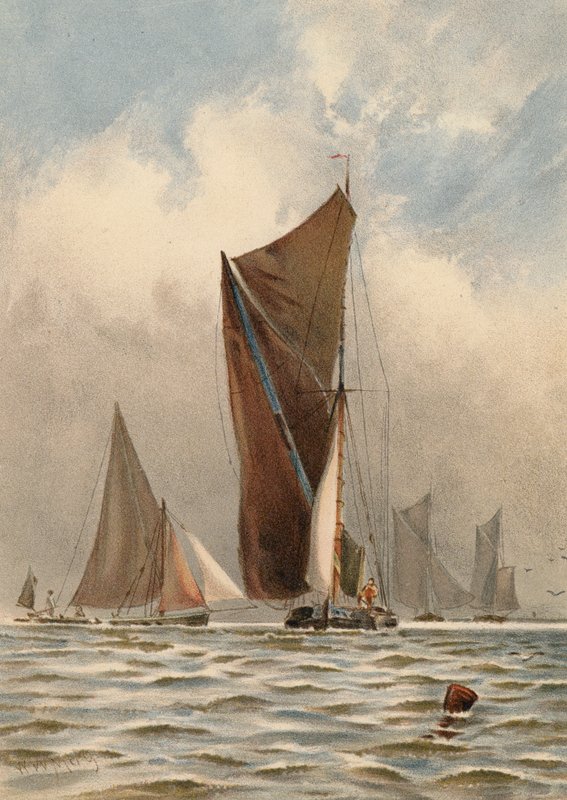 Barges on the Thames by Walter William May: Fine art print