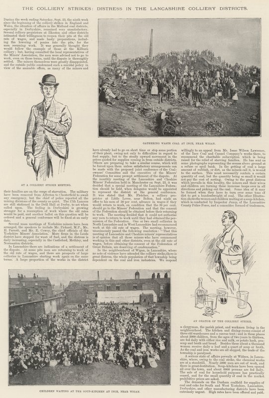 The Colliery Strikes, Distress in the Lancashire Colliery Districts