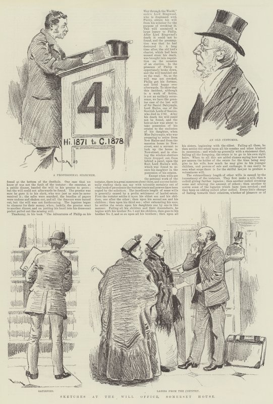 Sketches at the Will Office, Somerset House