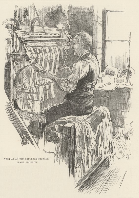 Work at an Old Handloom Stocking-Frame, Leicester