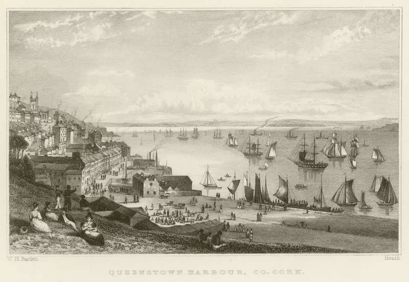 Queenstown harbour by William Henry Bartlett: Fine art print
