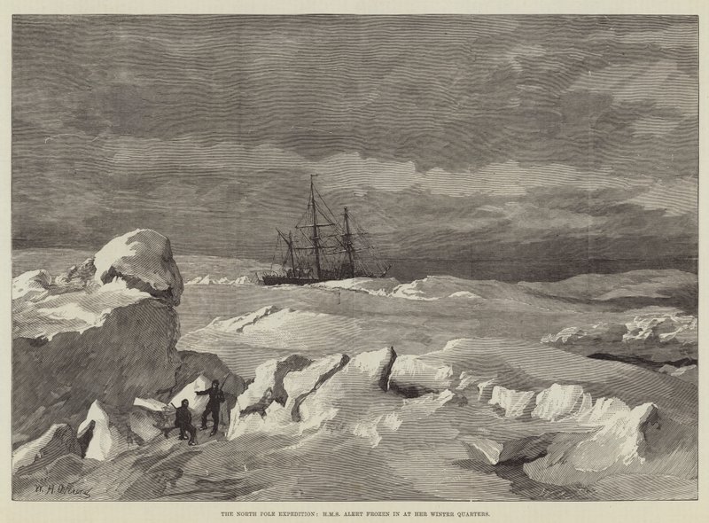 The North Pole Expedition, HMS Alert frozen in at her Winter Quarters