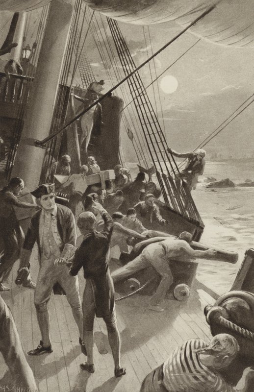 Captain James Cook's ship in trouble off Cape Tribulation