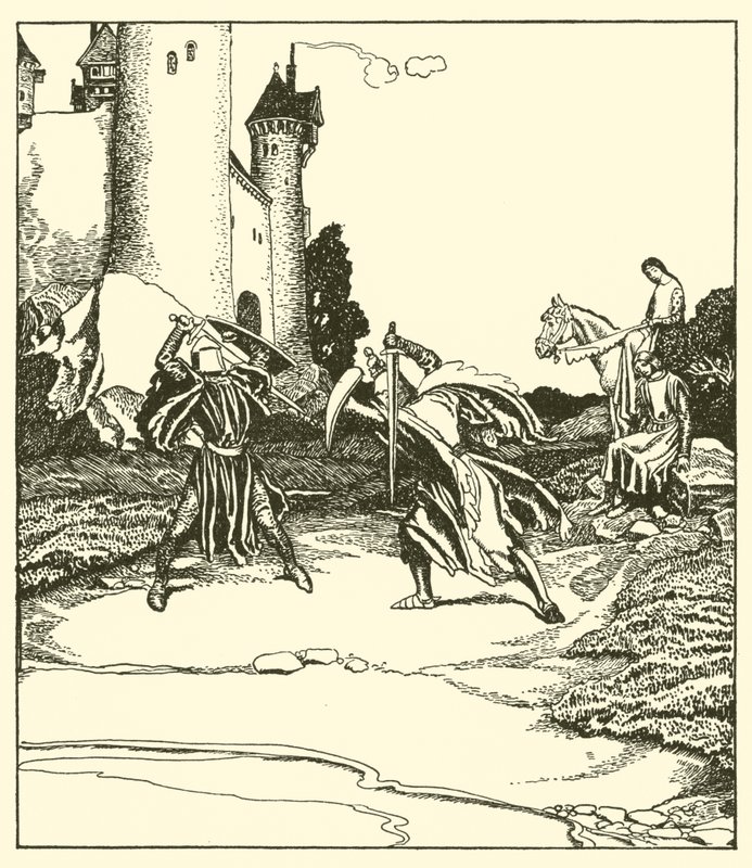 Sir Launcelot does battle with Sir Turquine