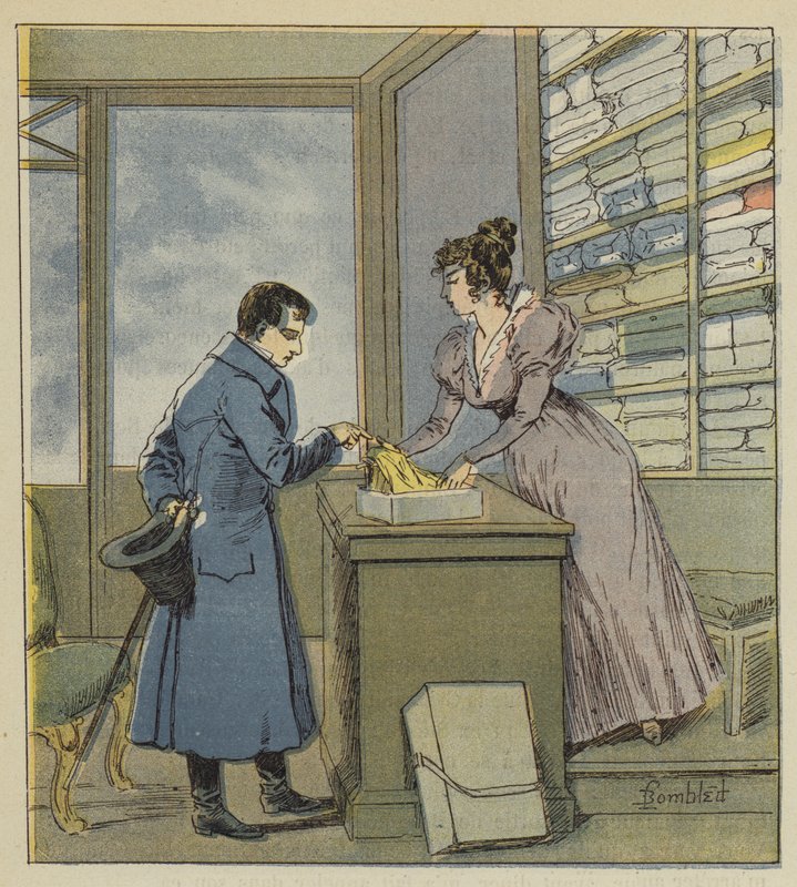 Napoleon disguised in a shop on Saint-Denis street